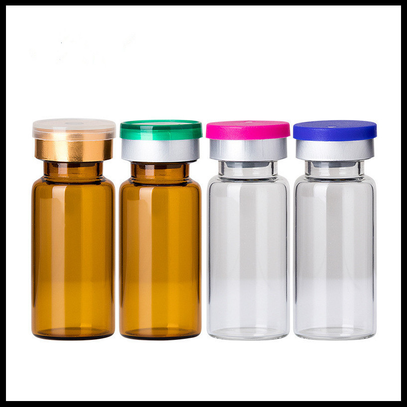 10ml Vial Kaca Kosong Botol Kosmetik Stopper Karet Serum Steril Kontainer